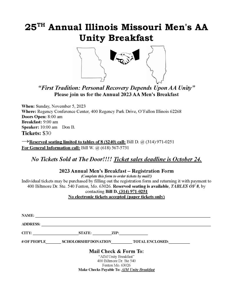 25th Annual Illinois Missouri Men’s AA Unity Breakfast - Alcoholics ...